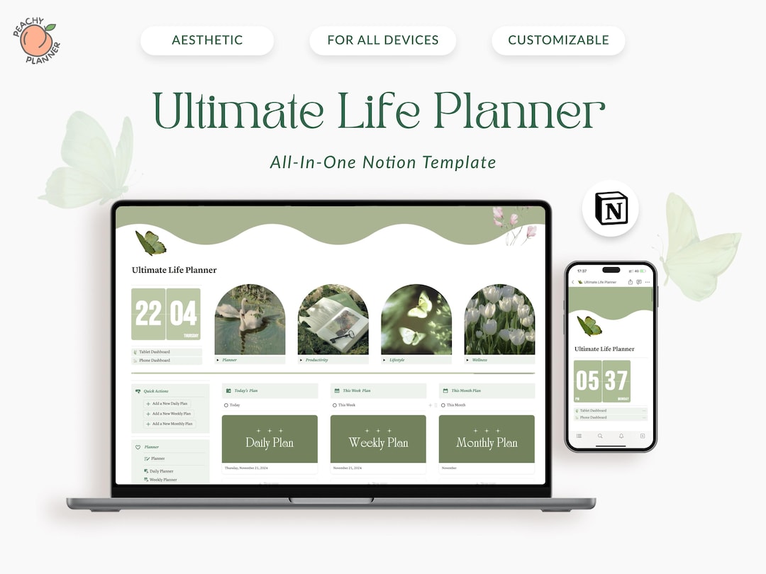 2025 Cottagecore Notion Template, Notion Life Planner, All-in-one ...