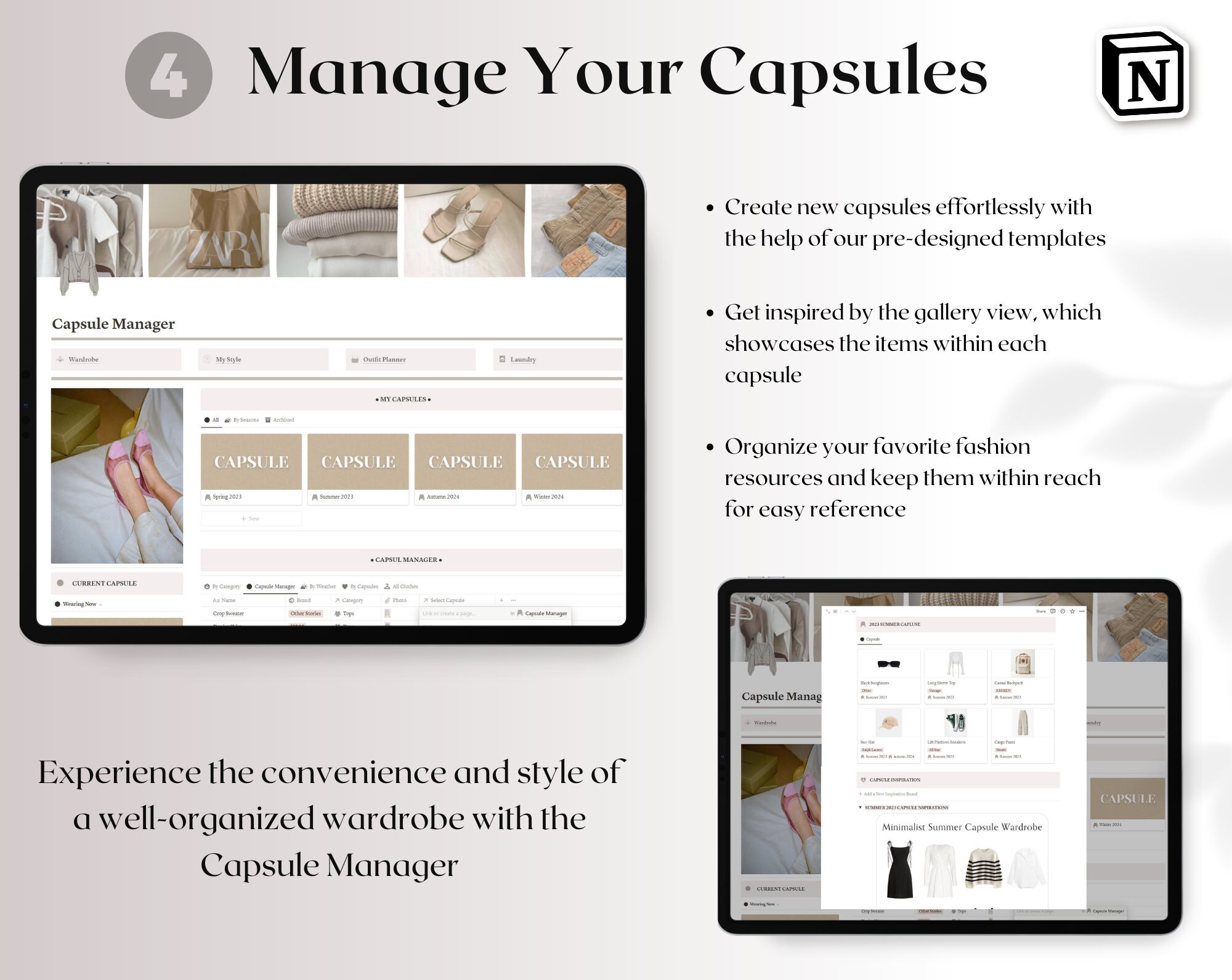 Wardrobe & Clothes Manager Notion Template, Outfit Planner, Aesthetic ...