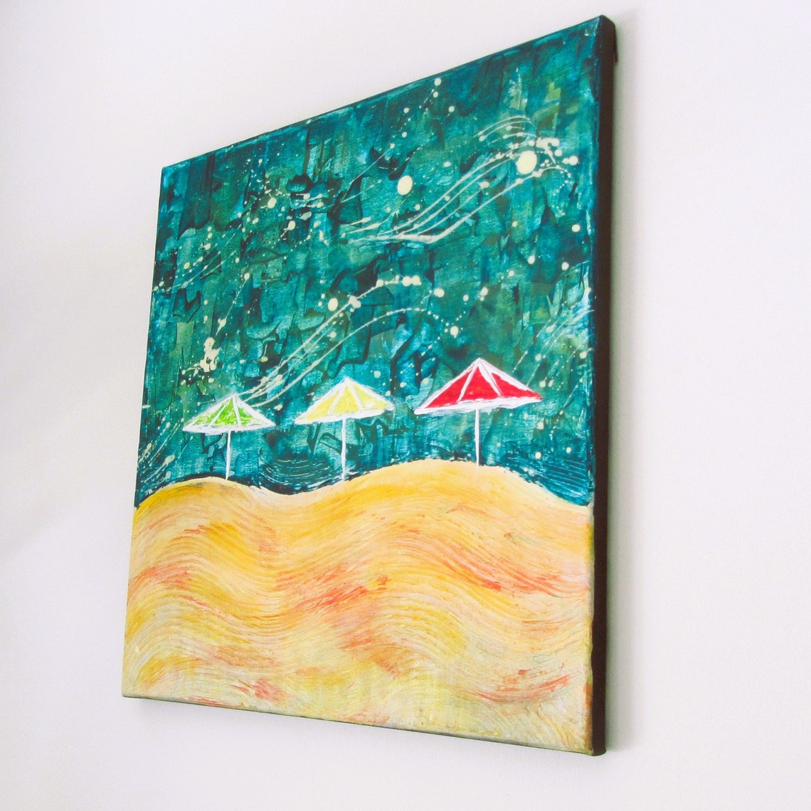 Textured Abstract Art of a Windy Beach Day Unique Acrylic Painting on ...