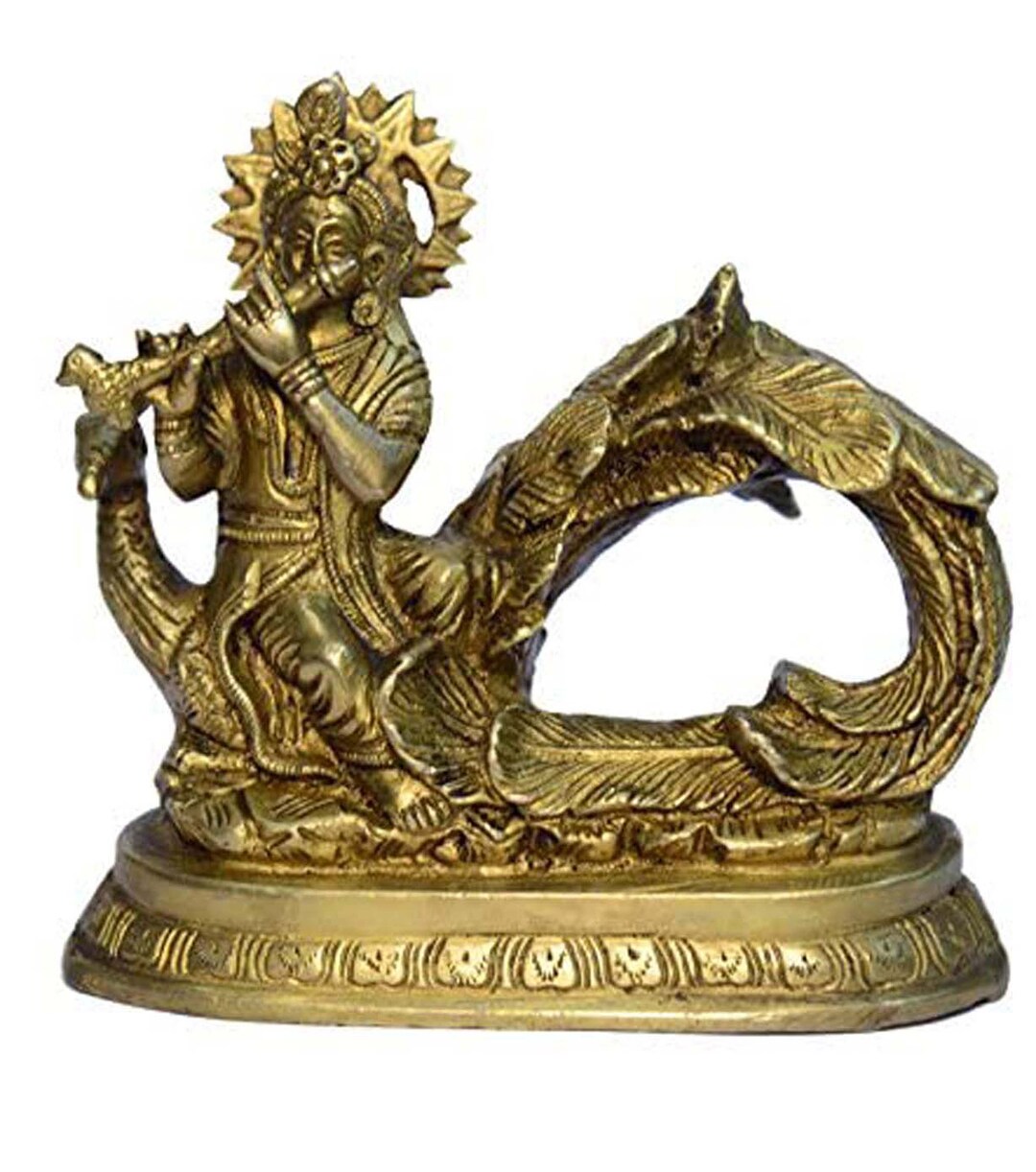 Brass Krishna Kanha Ji With Murli Basuri Idol Murti Statue Etsy