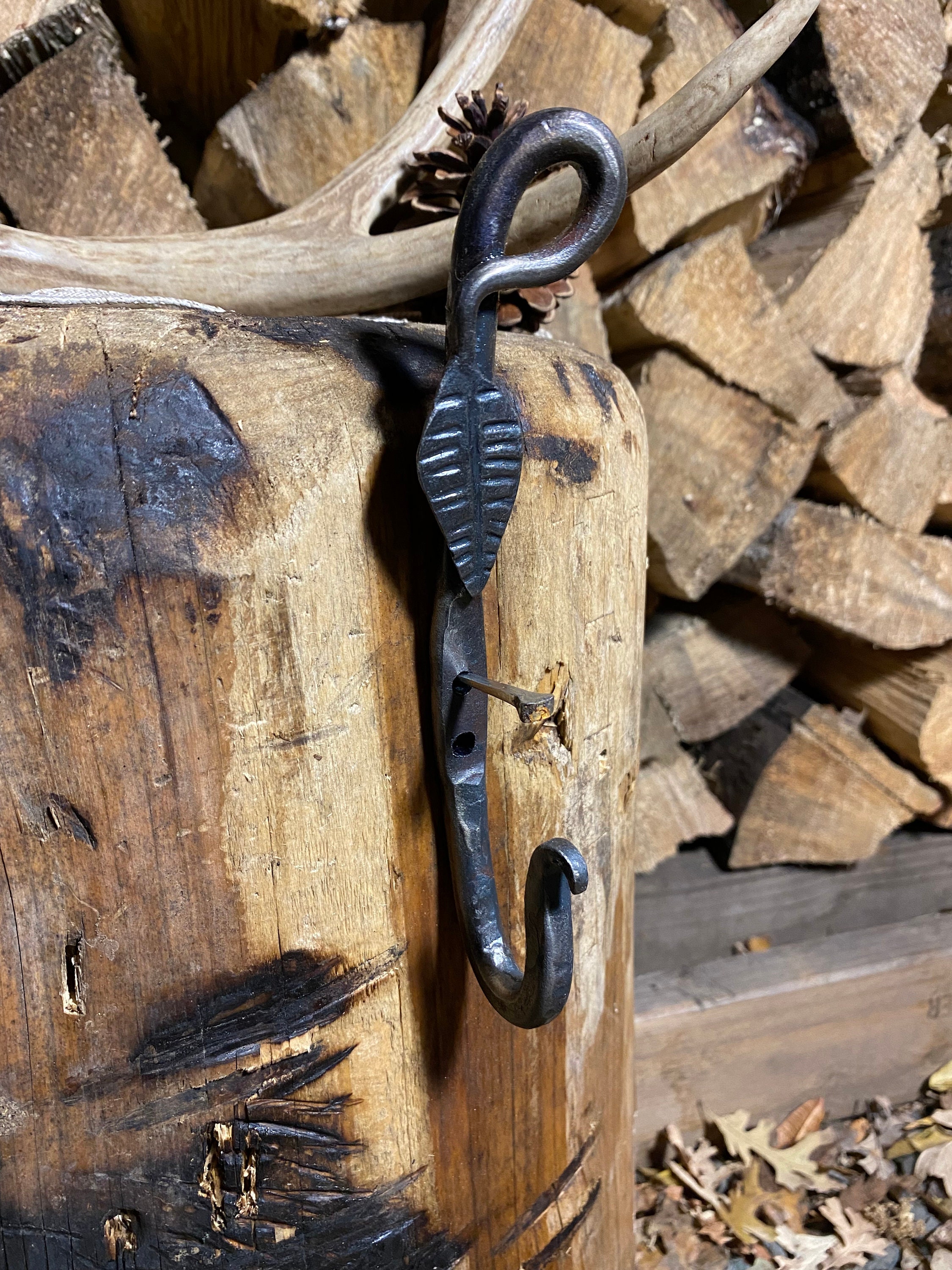 Hand Forged Steel Leaf Wall Hook - Etsy