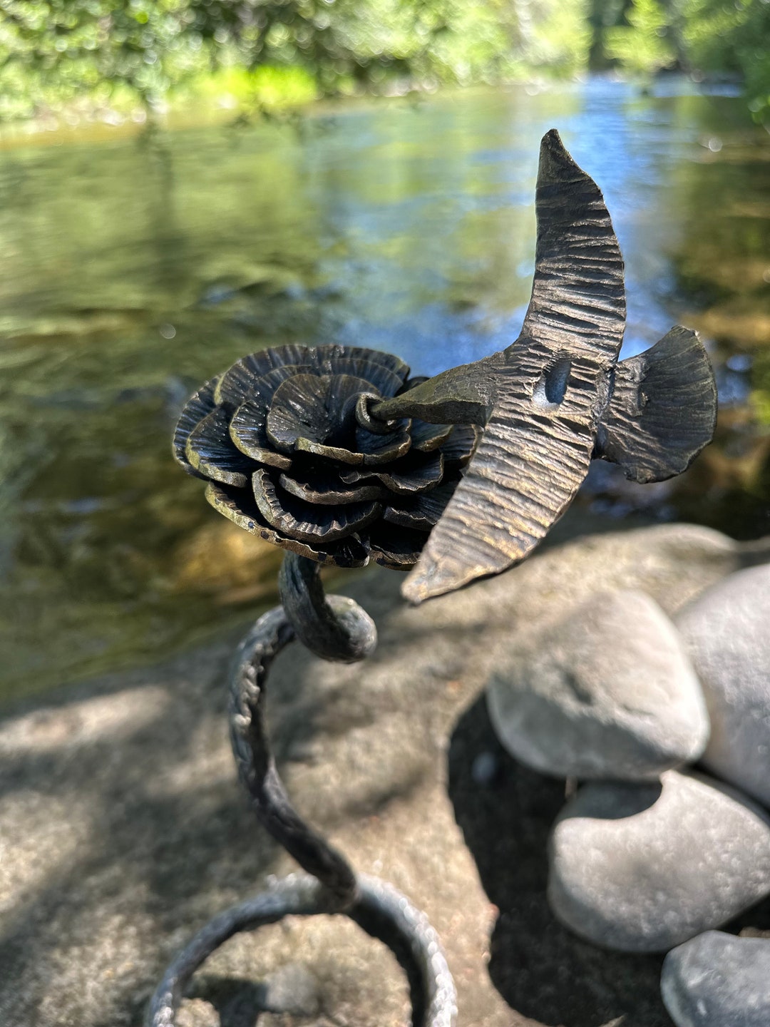 Hand Forged Flower & Hummingbird - Etsy