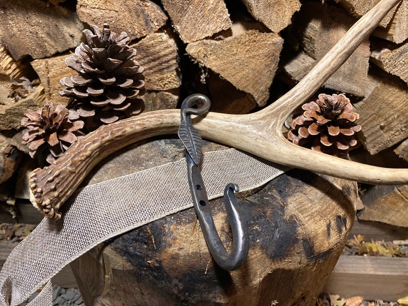 Hand Forged Steel Leaf Wall Hook - Etsy