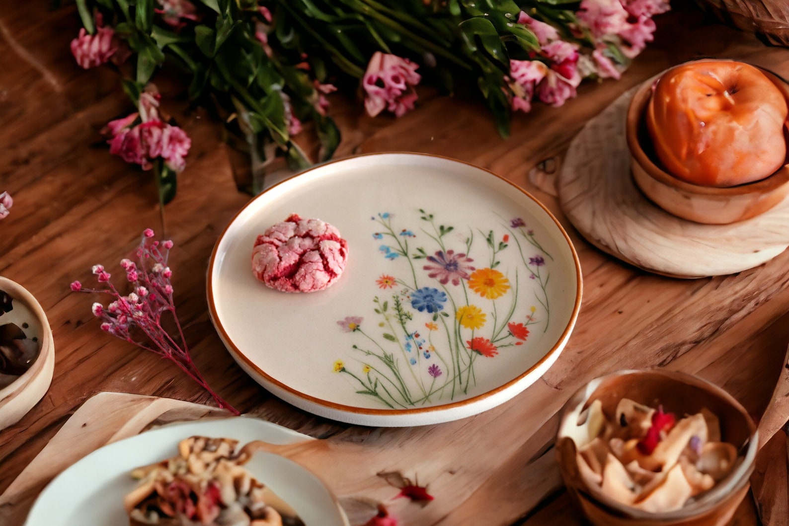 Handmade Wildflower Ceramic Plate 8" - Floral Meadow Pottery, Rustic ...