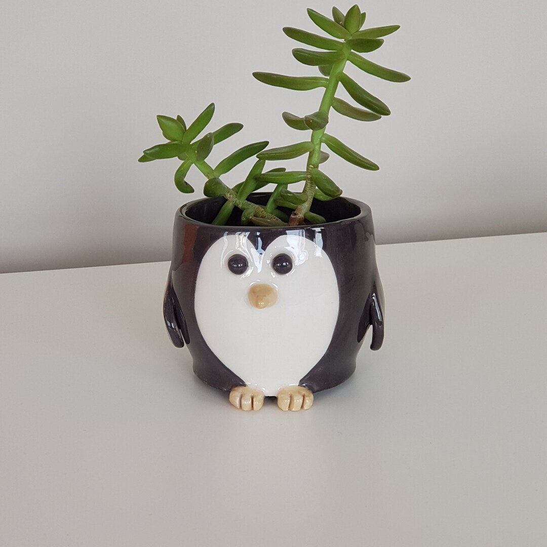 Sweet Penguin Ceramic Planter Pot- Handmade Artisanal Pottery Succulent ...