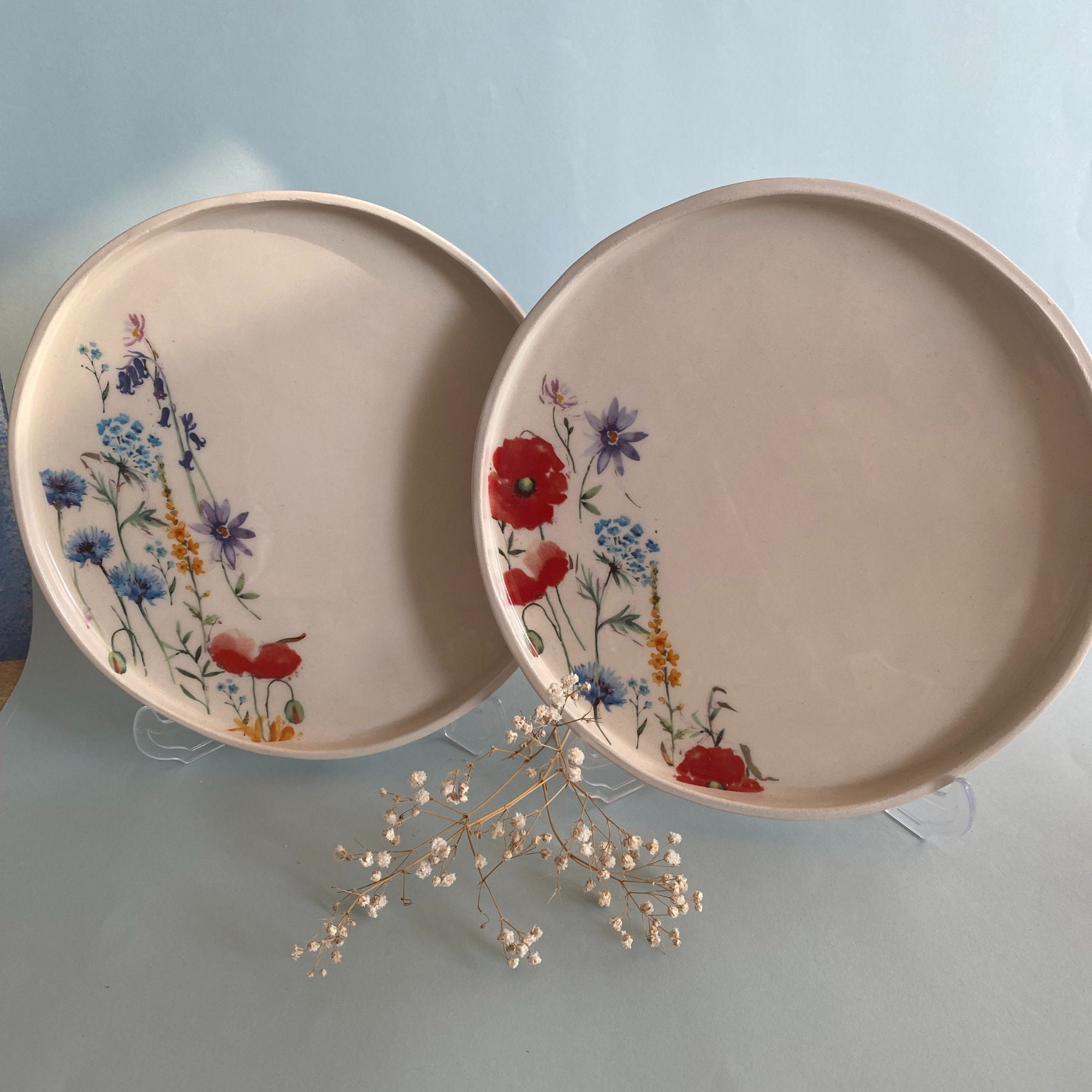 Handmade Ceramic Plate, Pottery Plate, Handmade Botanical Ceramic Plate ...