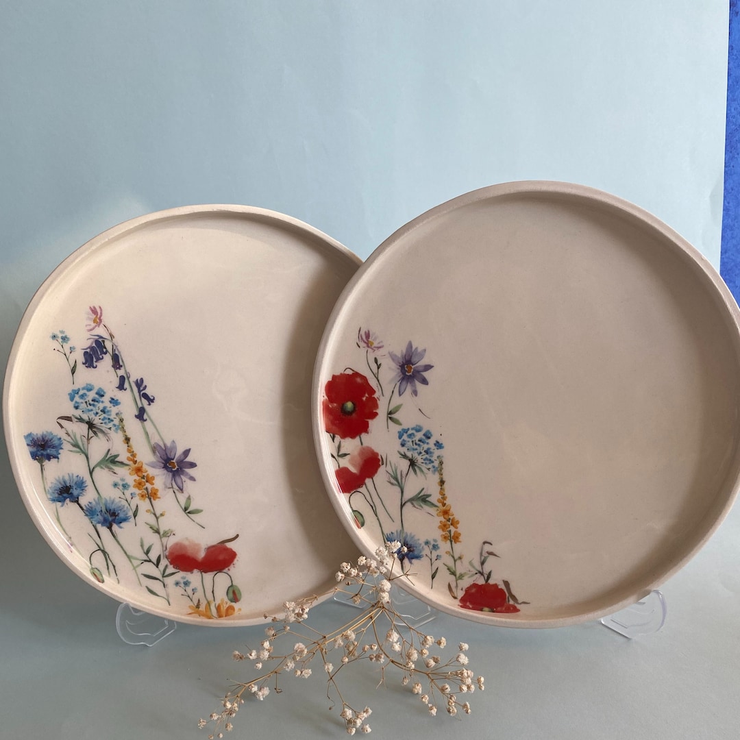 Handmade Ceramic Plate, Pottery Plate, Handmade Botanical Ceramic Plate ...
