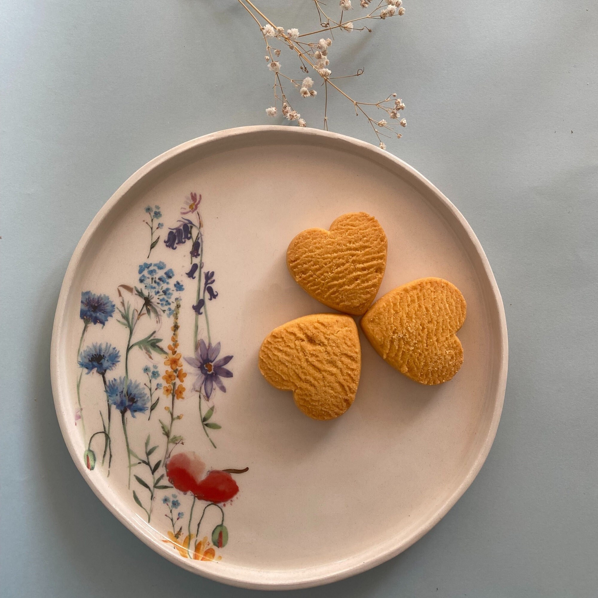 Handmade Ceramic Plate, Pottery Plate, Handmade Botanical Ceramic Plate ...