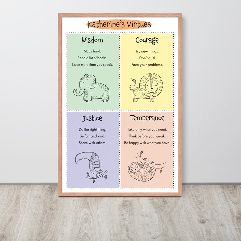 Stoic Virtues Poster for Kids Personalized Framed & - Etsy