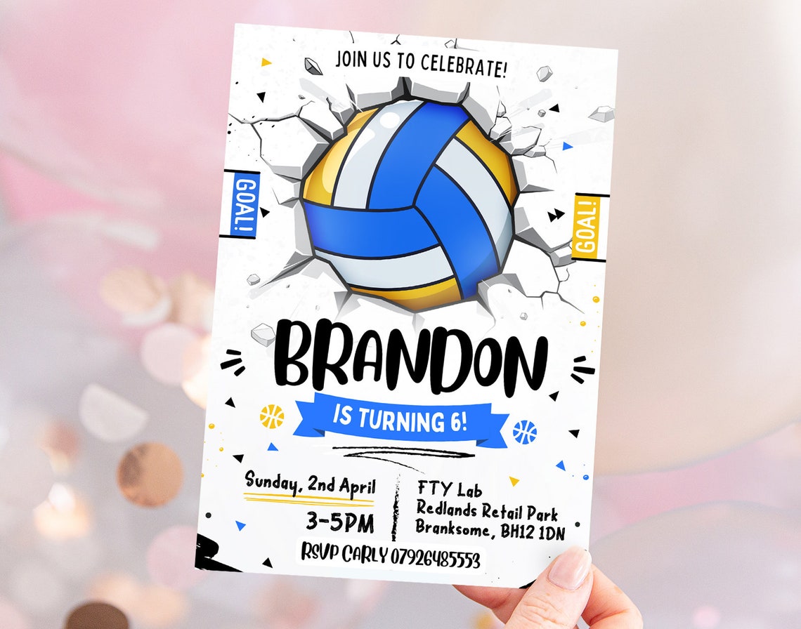 Volleyball Birthday Invitation, Voleyball Invitation, Editable Canva ...