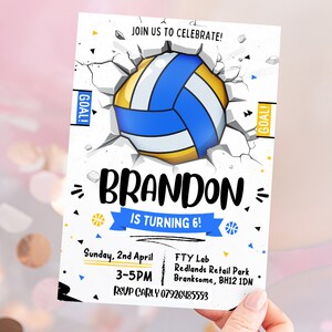 Volleyball Birthday Invitation, Voleyball Invitation, Editable Canva ...