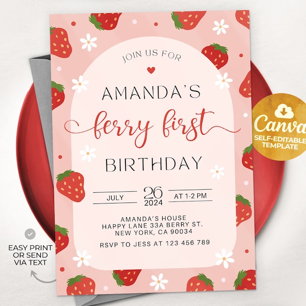 Berry First Birthday Invitation - Etsy