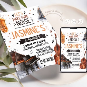 Editable Instruments Invitation, Music Birthday Invitation, Printable ...