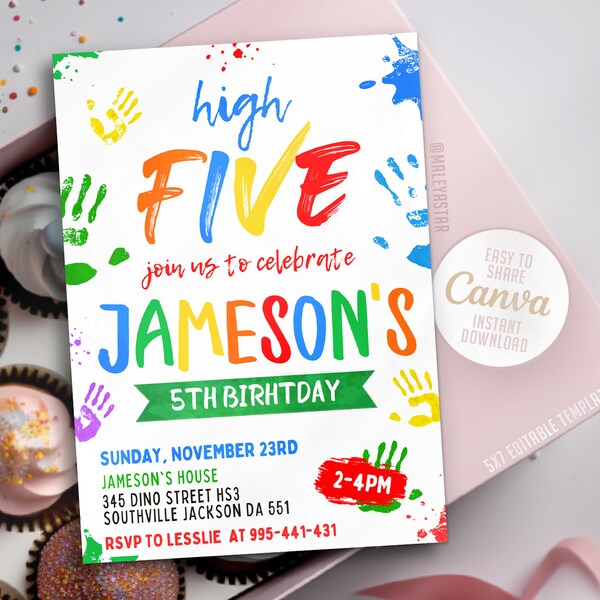 High Five Printable Invitations - Etsy