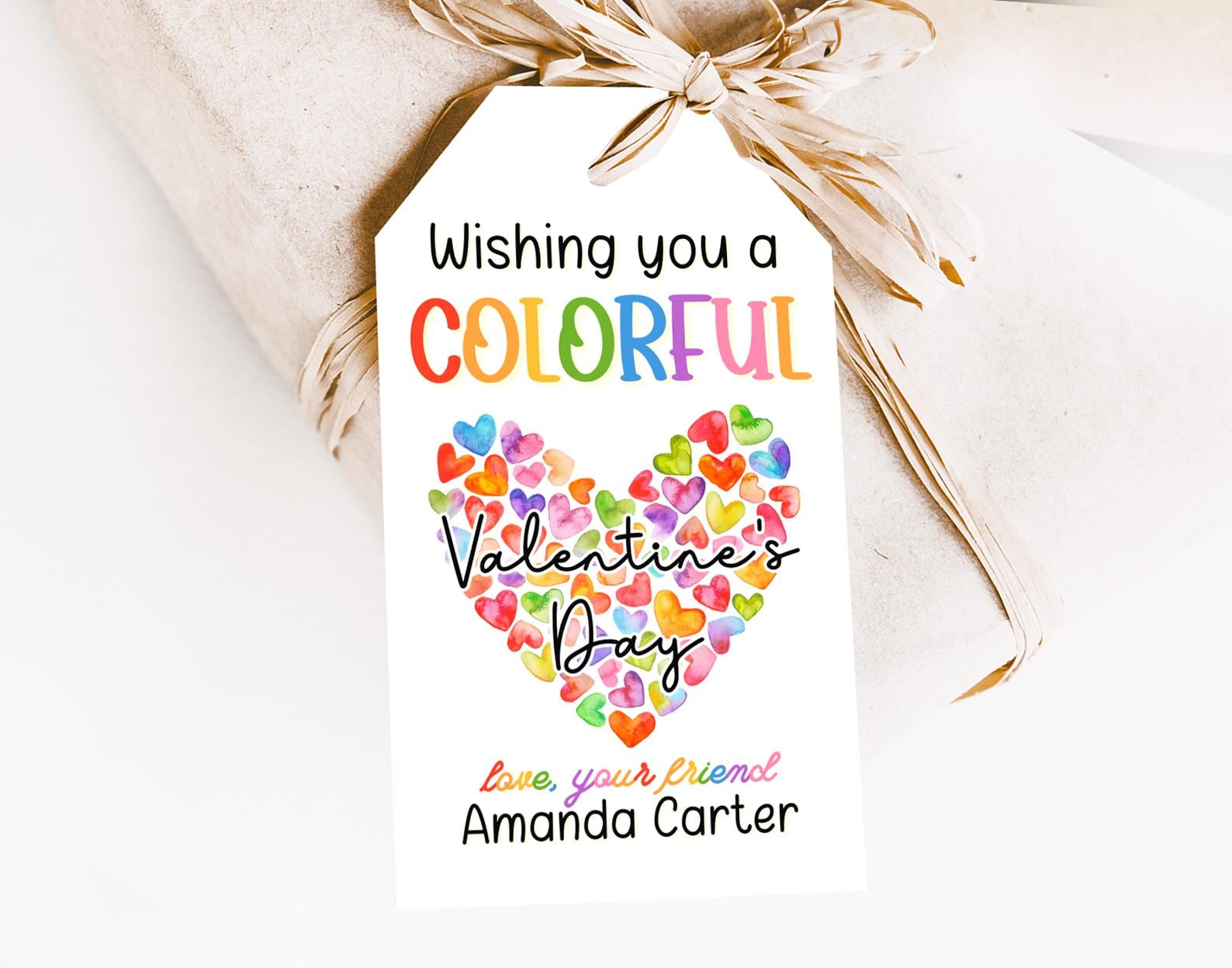 Valentine Gift Tag for Kids Printable, Classroom Preschool Colorful ...