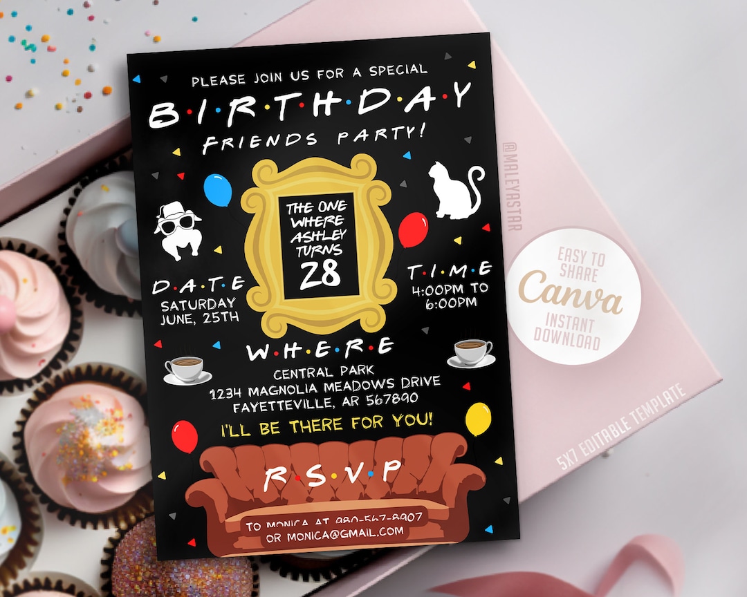 Editable Friends Birthday Invitation, Friends Invitation, Instant ...