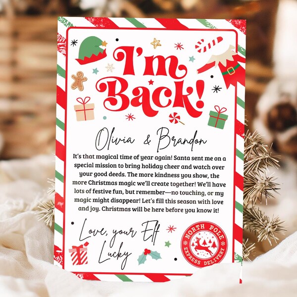 Im Back Sign Elf on the Shelf - Etsy