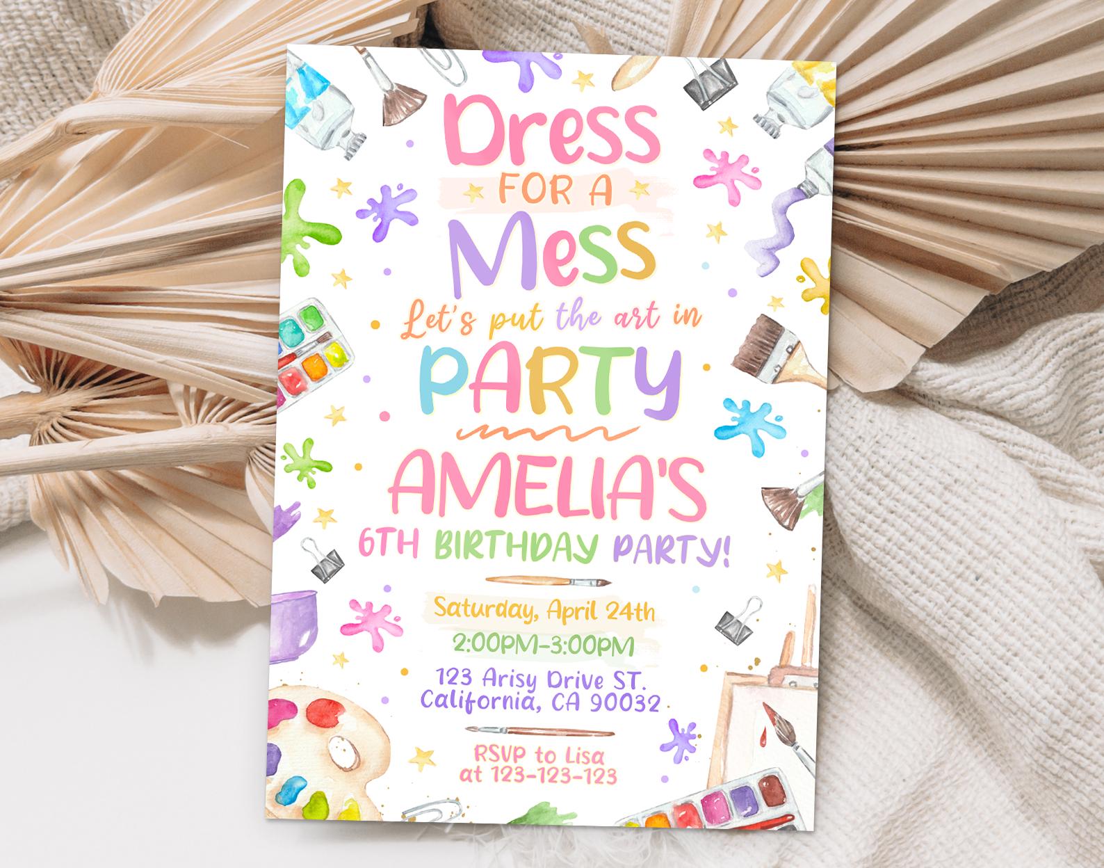 Art Party Invitation, Dress for a Mess, Painting Party Invite, Art ...