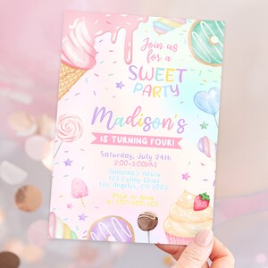Sweet Party Invitation, EDITABLE Candy Land Party Invite, Sweets Candy ...