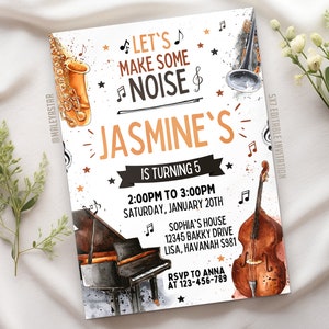 Editable Instruments Invitation, Music Birthday Invitation, Printable ...