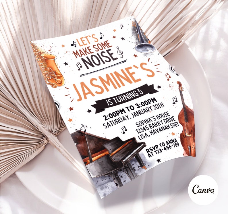 Editable Instruments Invitation Music Birthday Invitation - Etsy