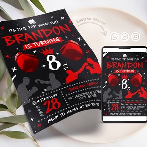 Editable Boxing Birthday Invitation, Fight Invitation, MMA Invitation ...