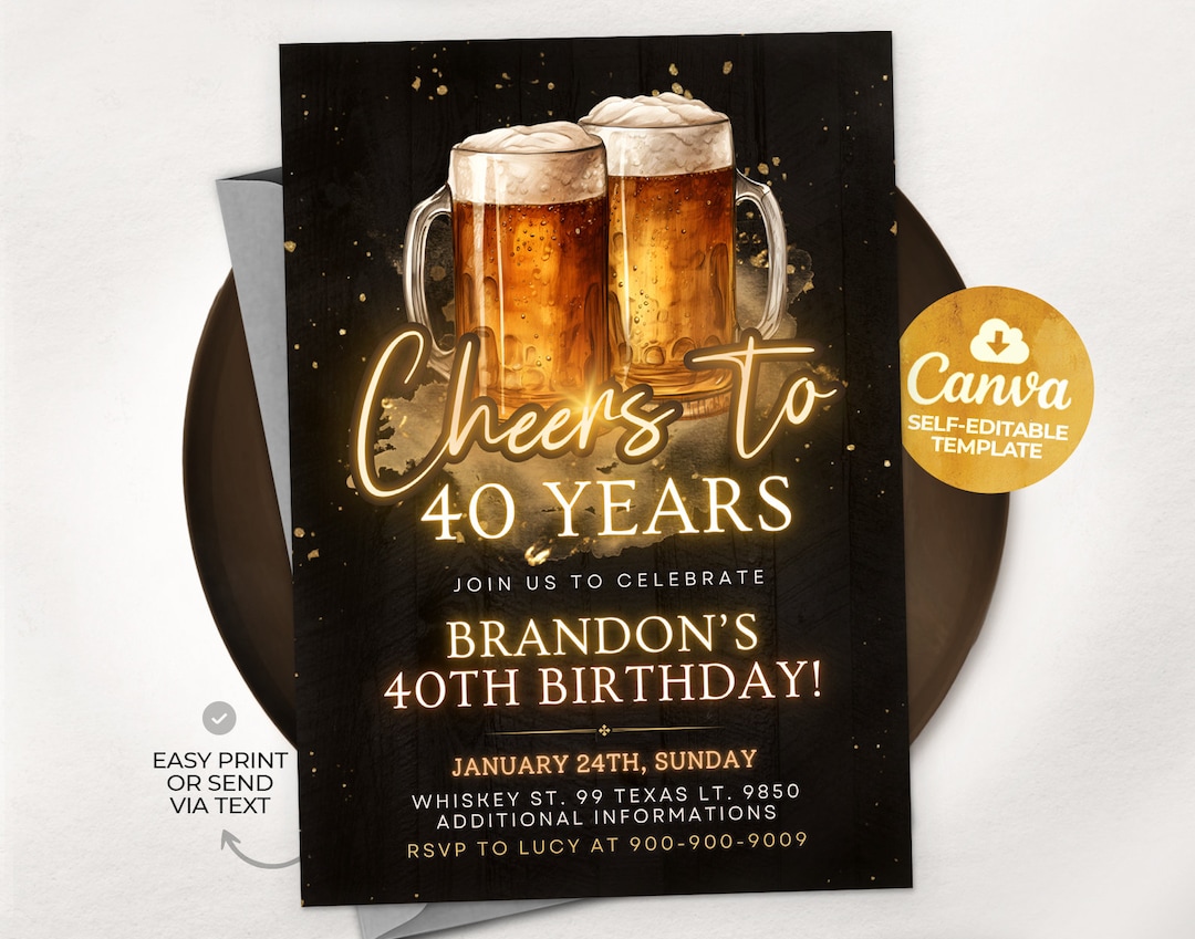 Editable Beer Birthday Invitation, Beer Tasting Birthday Party Invite ...