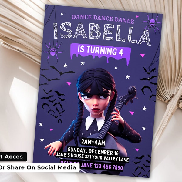 Wednesday Addams Birthday Invitations - Etsy Israel