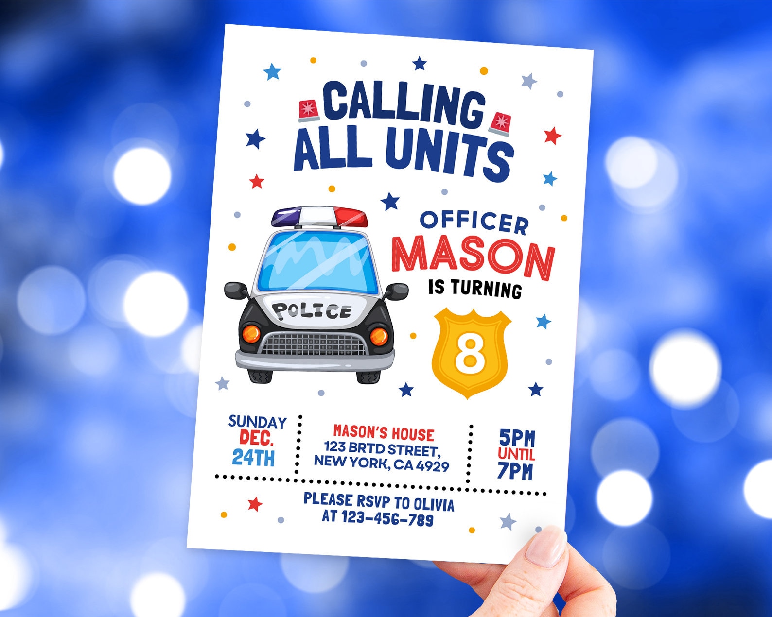 Police Birthday Invitation, Boy Birthday Invitation Police Officer ...