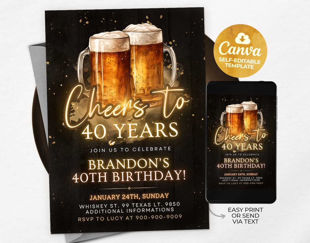 Editable Beer Birthday Invitation, Beer Tasting Birthday Party Invite ...