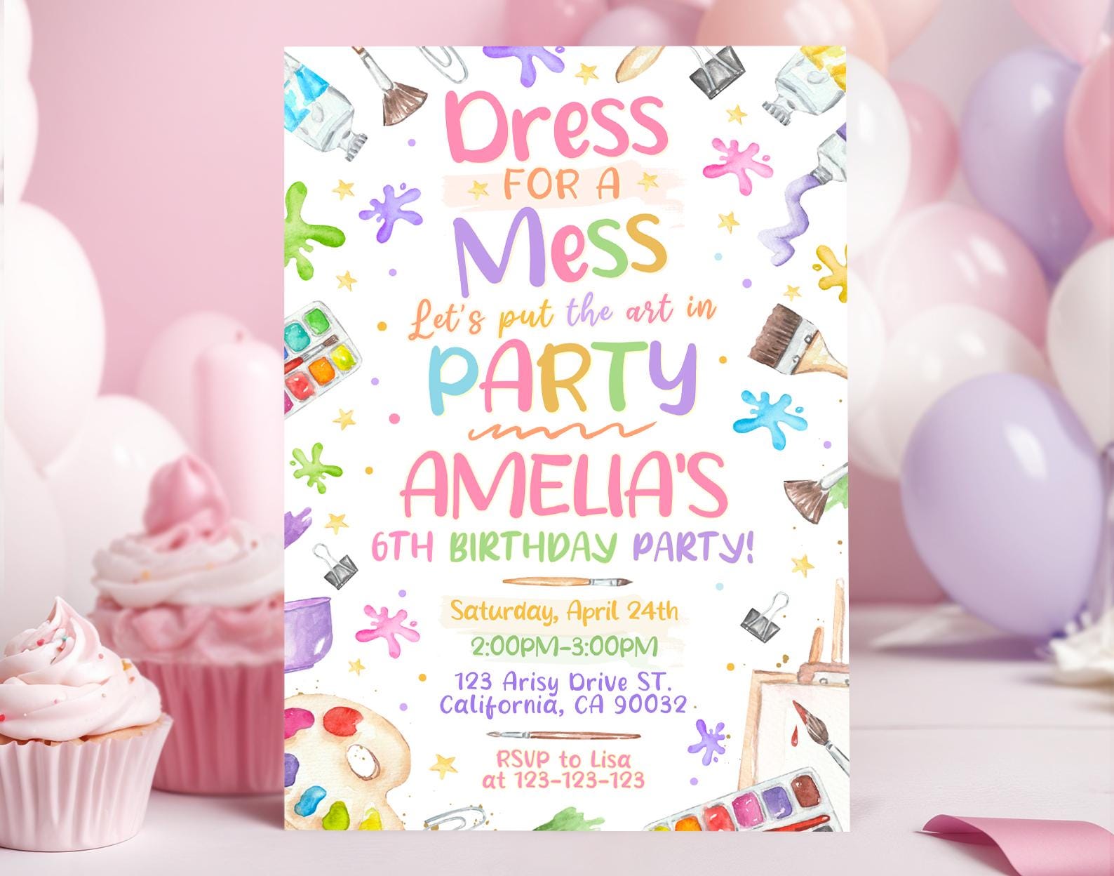 Art Party Invitation, Dress for a Mess, Painting Party Invite, Art ...