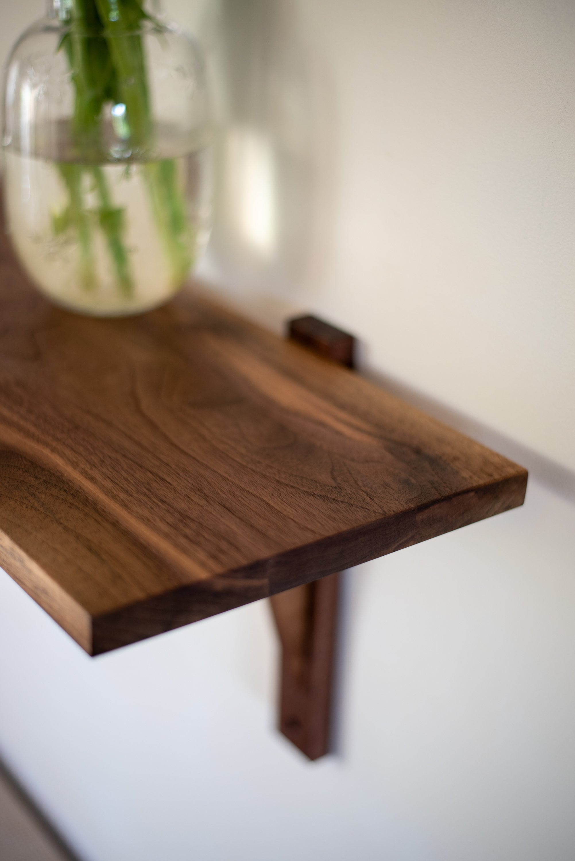 Mid Century Modern Shelves in Walnut, Shelf With Angled Brackets, Made ...