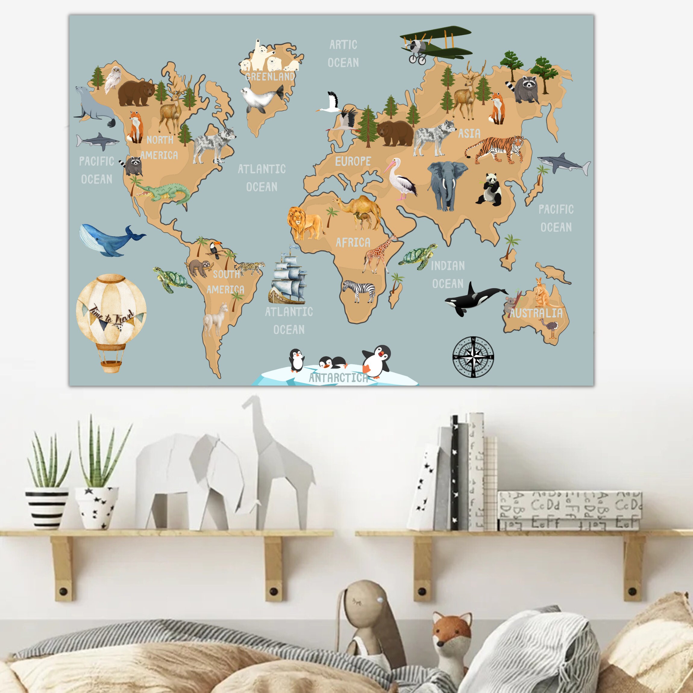 Animal World Map Print Educational Poster Nursery Decor - Etsy