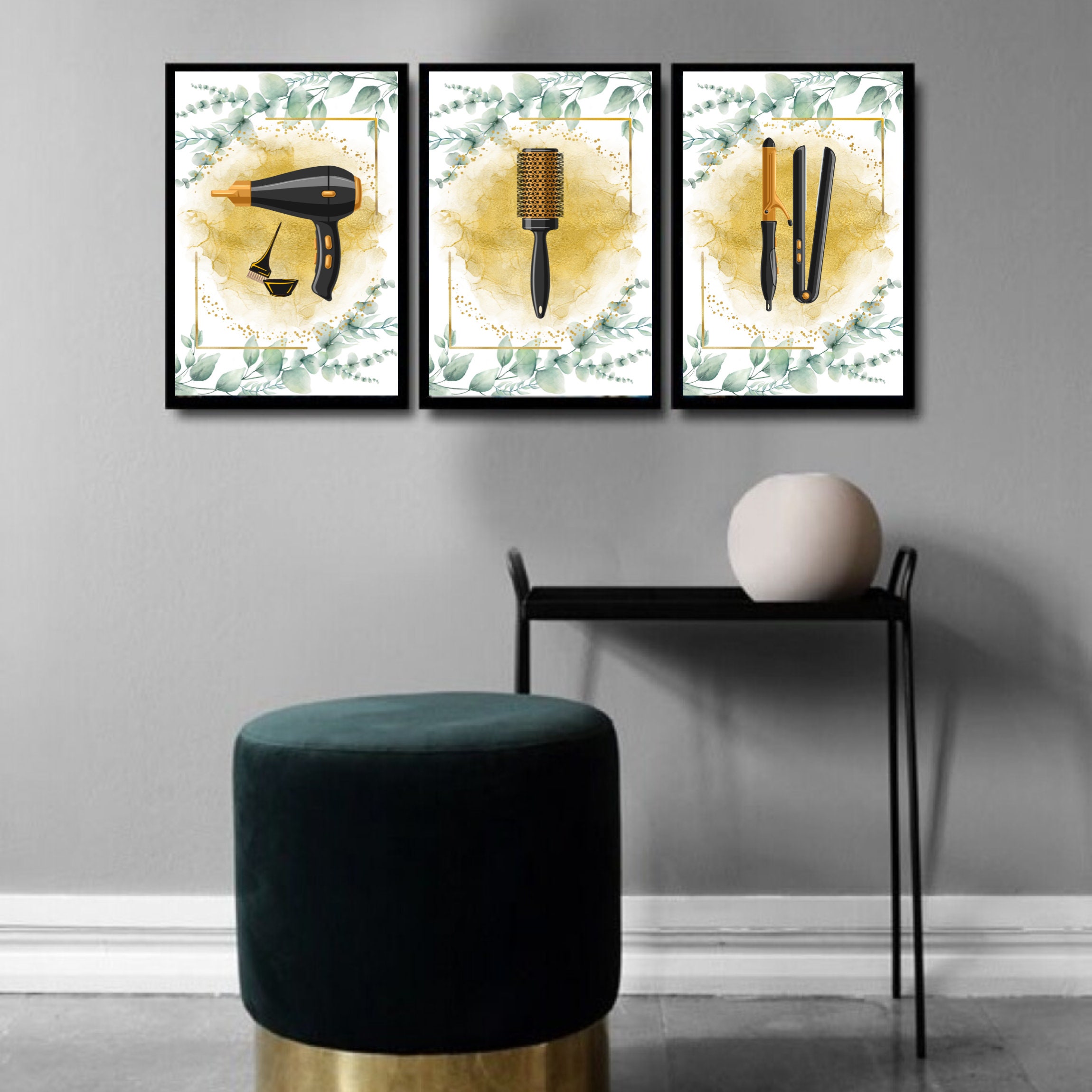 Hair Salon Decor Set of 3 Prints, Hair Salon 3 Piece Wall Art, Hair ...