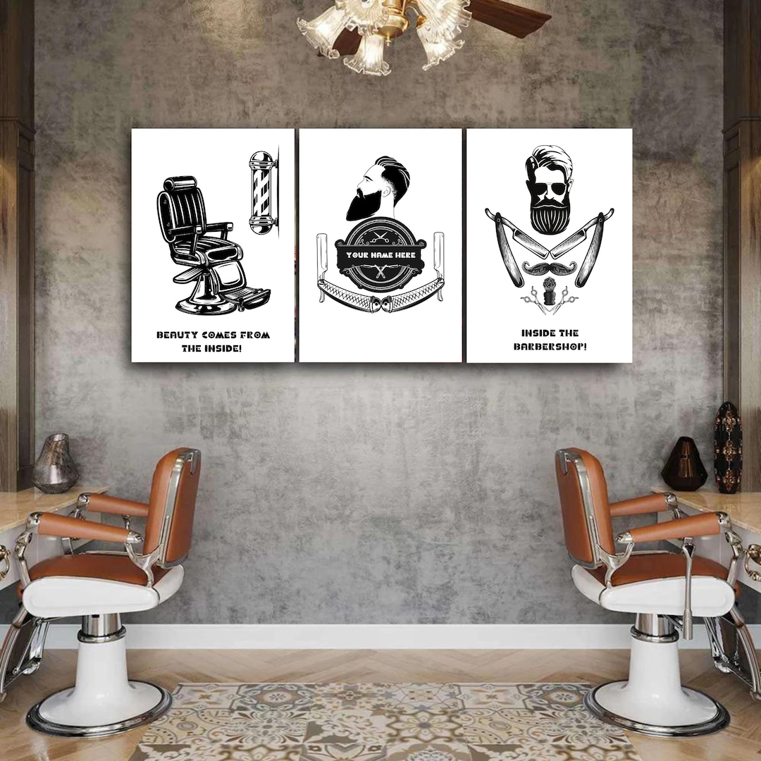 Barbershop Decor Barbershop Set Wall Art Personalized Barber Haircut ...