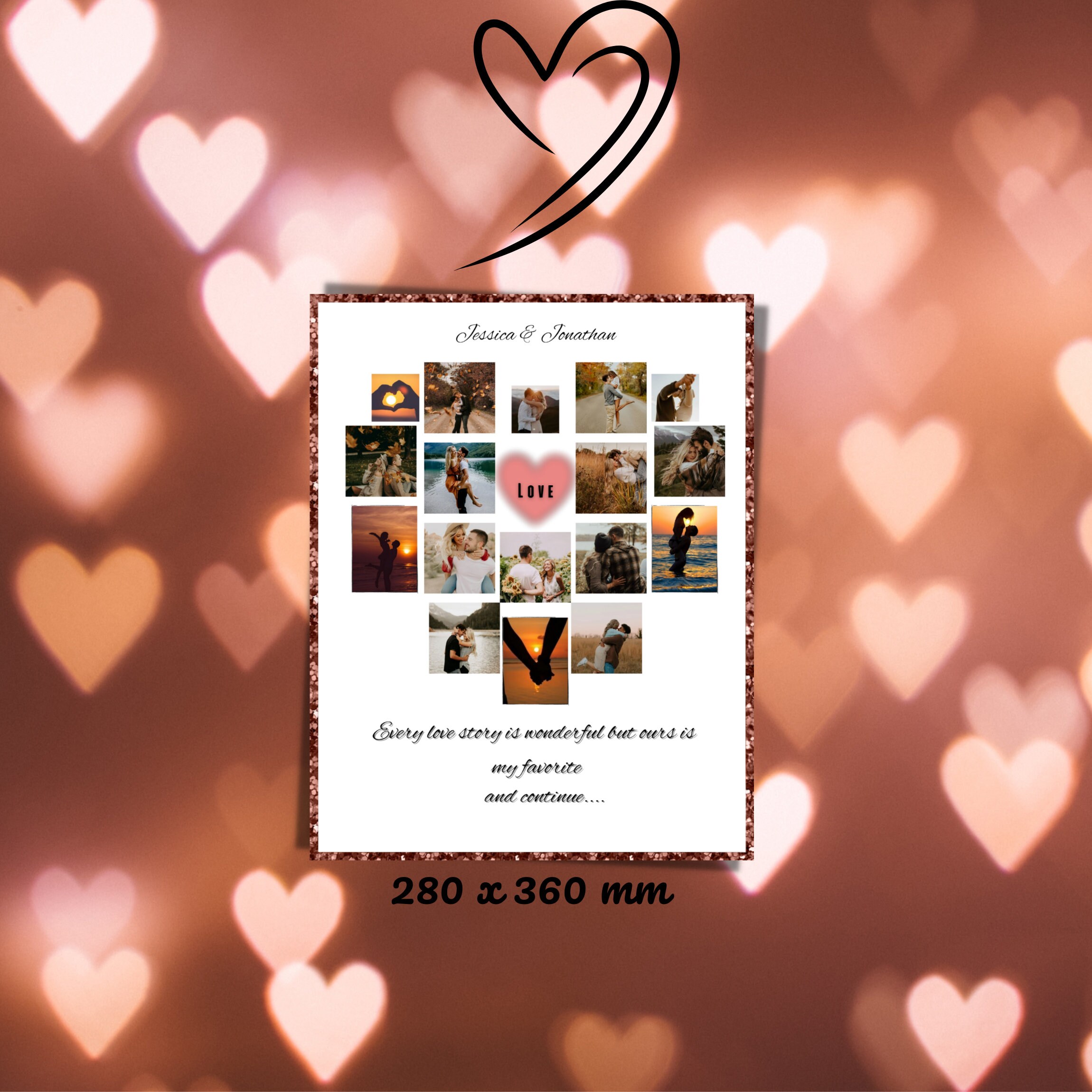 Heart Photo Collage Templates Custom Heart Collage Editable Photo ...
