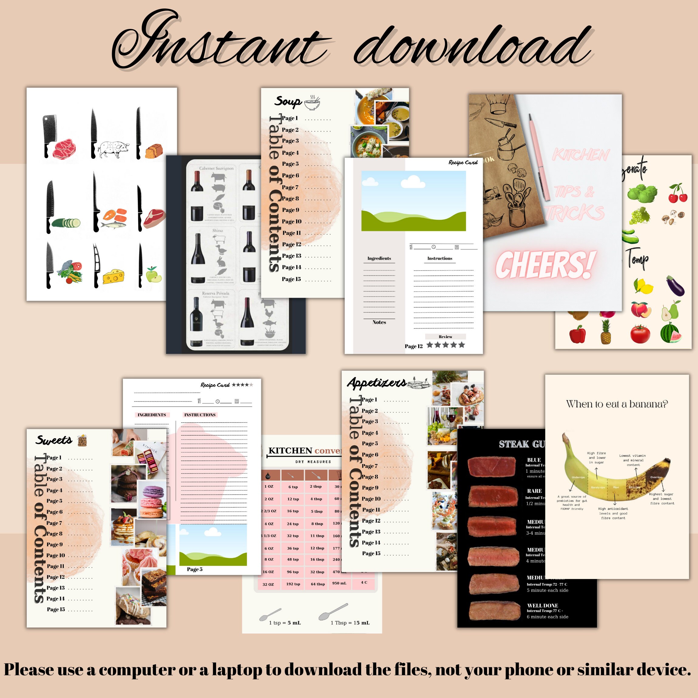 Cookbook Template Recipe Book Template Editable Canva Ebook Recipe Card ...