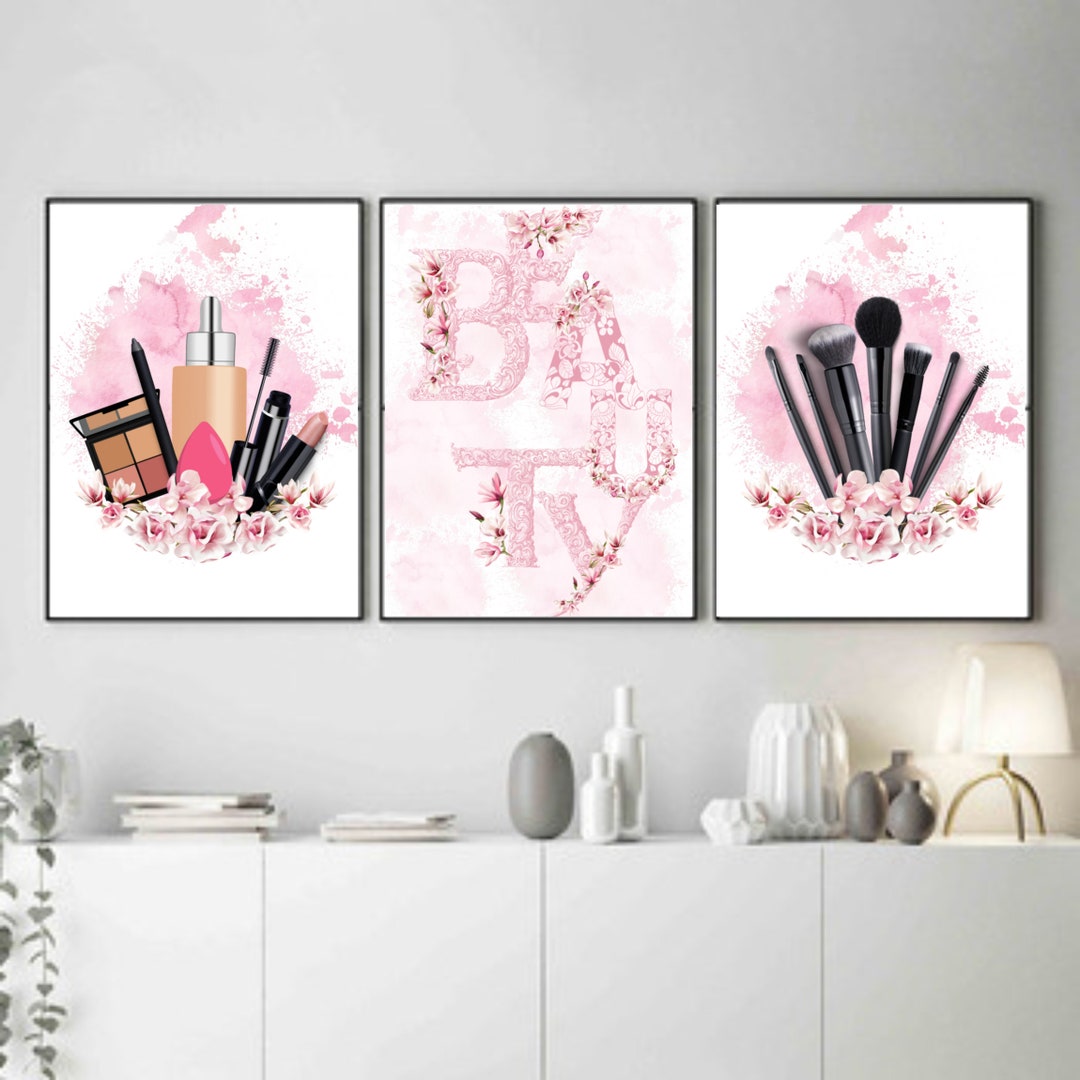 Makeup Wall Art, Blush Pink Wall Decor, Fashion Prints, Set of Digital ...