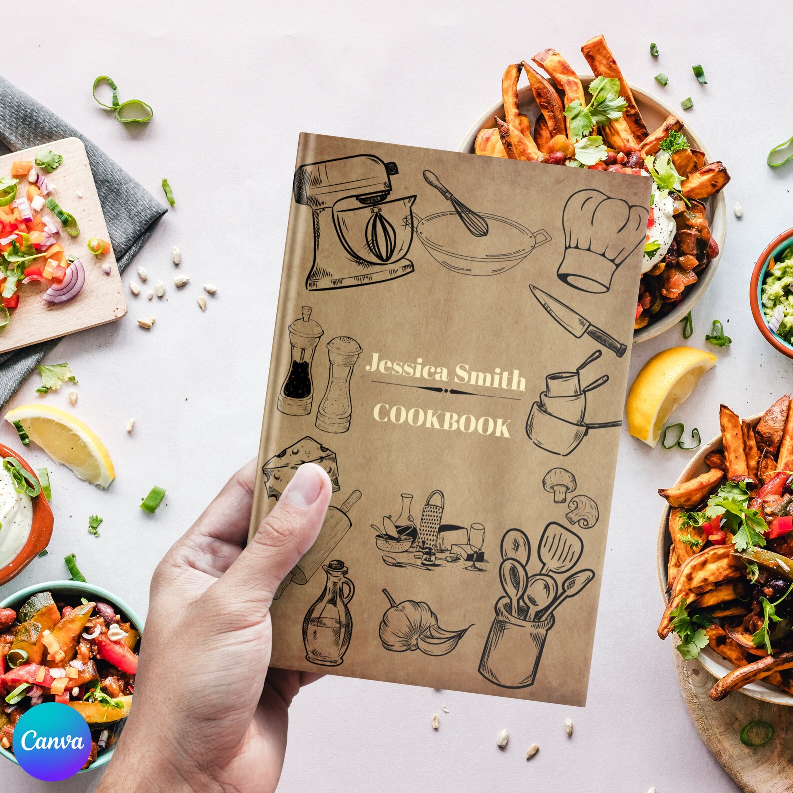 Cookbook Template Recipe Book Template Editable Canva Ebook Recipe Card ...