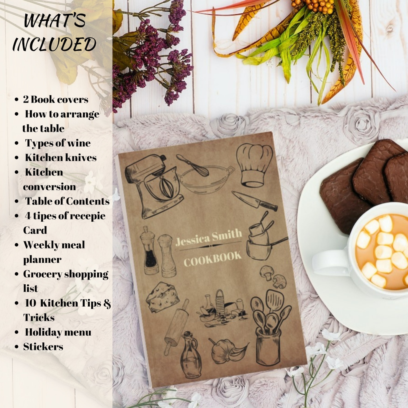 Cookbook Template Recipe Book Template Editable Canva Ebook Recipe Card ...
