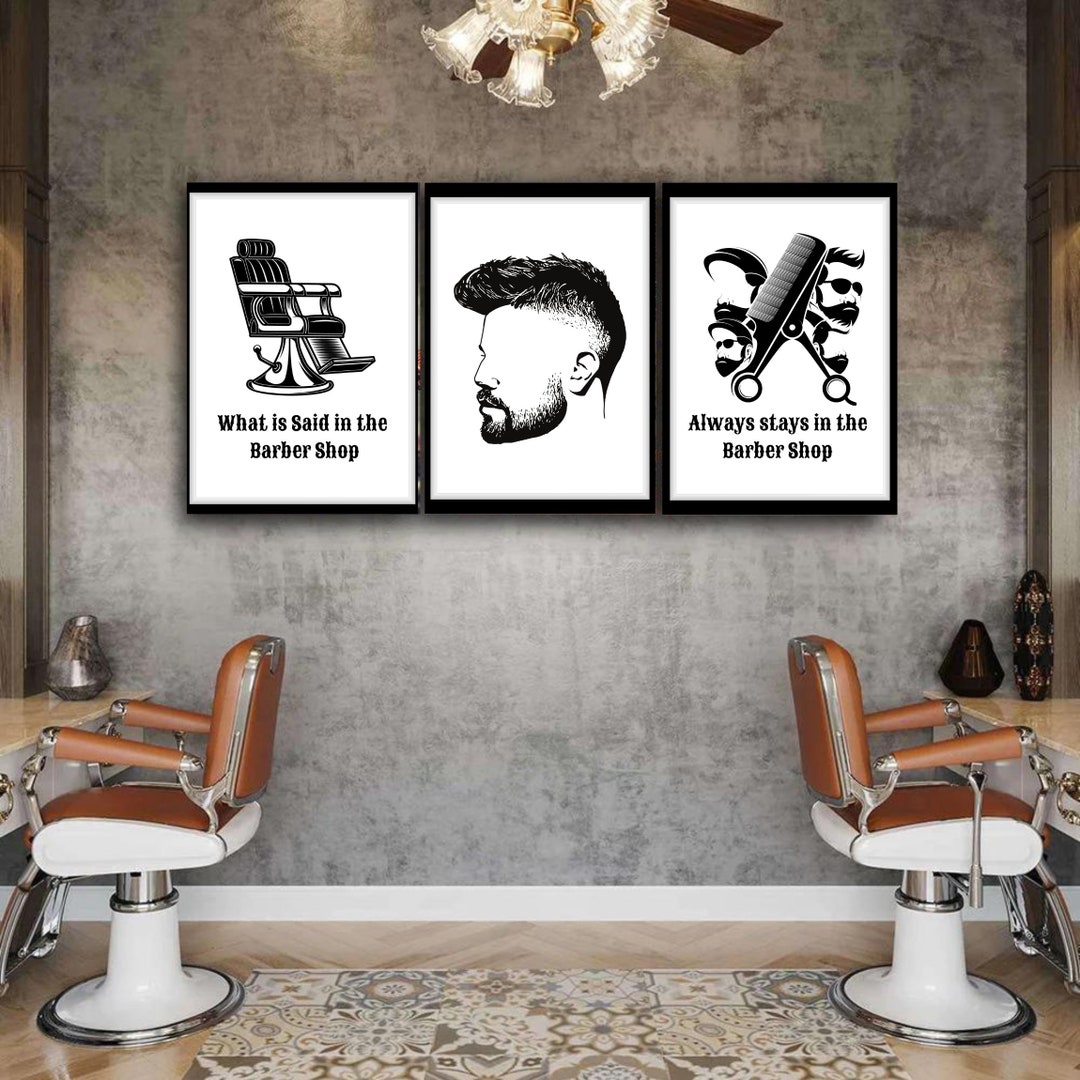 Barbershop Decor Barbershop Set Wall Art Haircut Poster Barber Gift ...