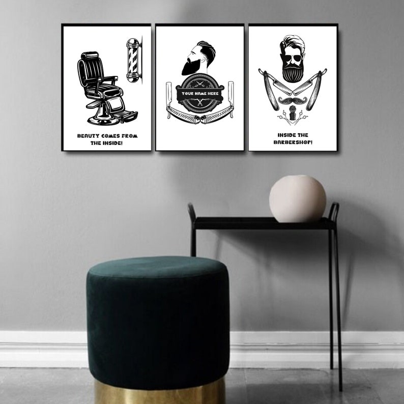 Barbershop Decor Barbershop Set Wall Art Personalized Barber Haircut ...
