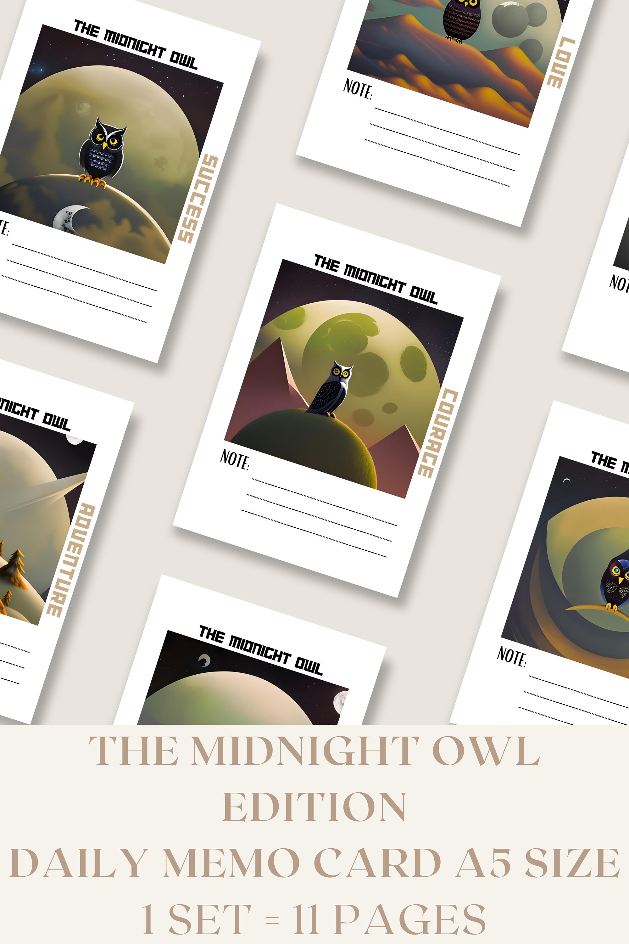 Printable Daily Memo the Midnight Owl Edition A5 Size | 11 Pages | PDF ...