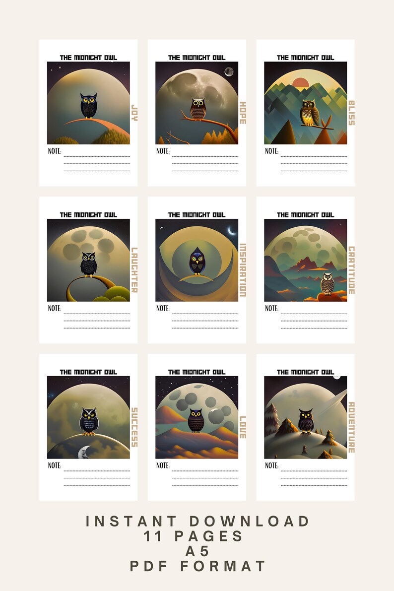 Printable Daily Memo the Midnight Owl Edition A5 Size | 11 Pages | PDF ...