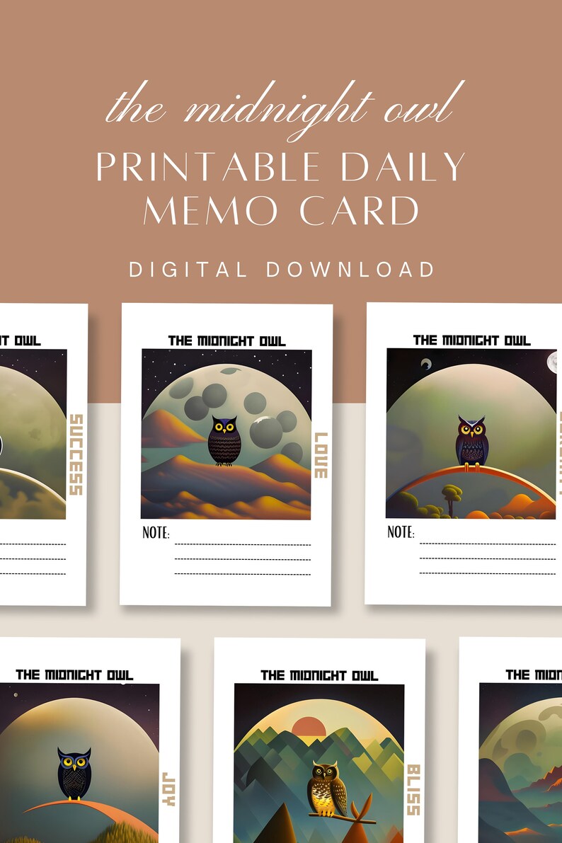 Printable Daily Memo the Midnight Owl Edition A5 Size | 11 Pages | PDF ...