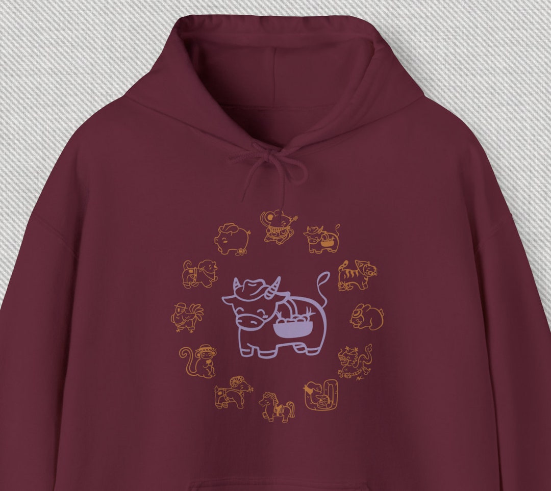 Chinese Zodiac Ox Hoodie, Unisex, Cowboy Ox Hoodie, Countryside Ox ...