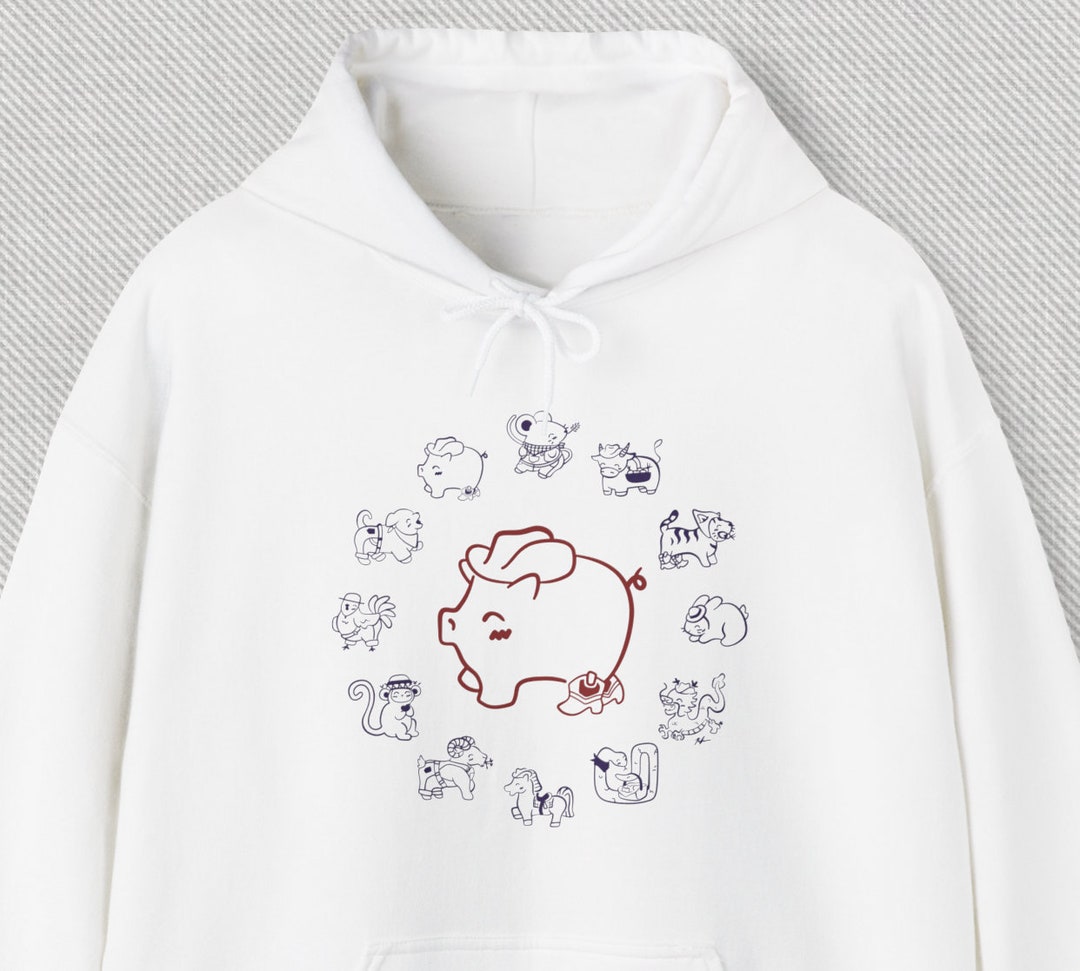 Chinese Zodiac Pig Hoodie, Unisex, Cowboy Pig Hoodie, Countryside Pig ...