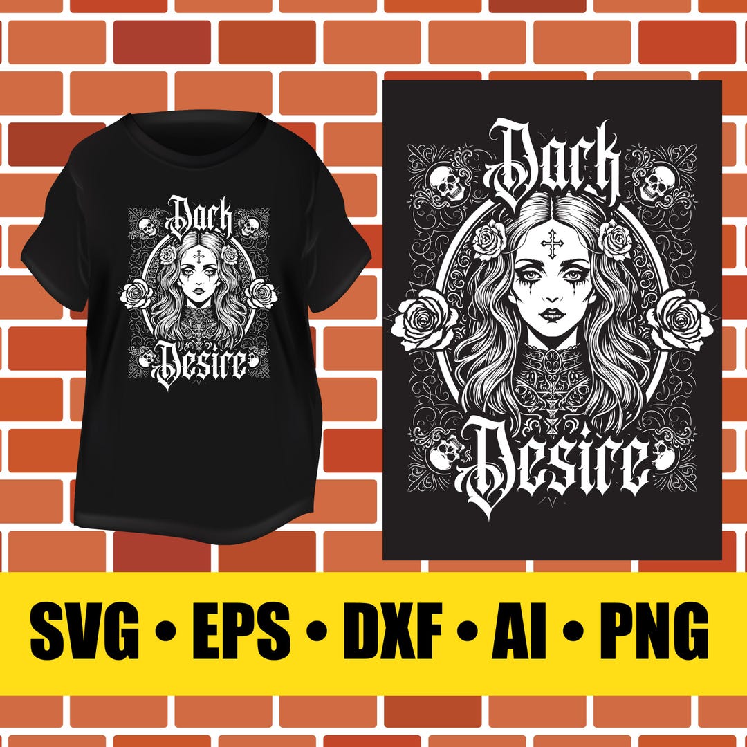 EDITABLE GOTH LADY Tshirt Design Vector Templates Transfers Image Files ...