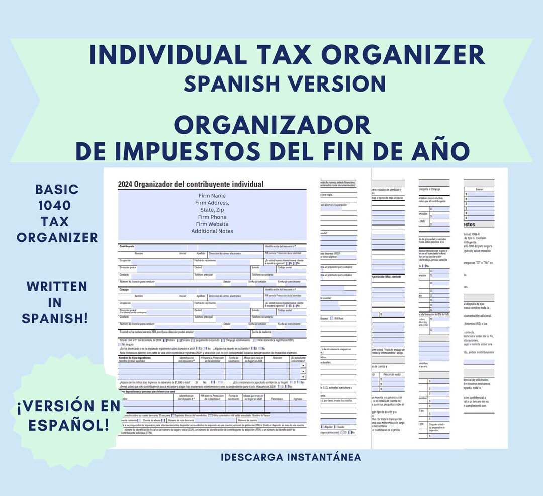 2024 Income Tax Organizer - Organizador De Impuestos - Spanish Version ...