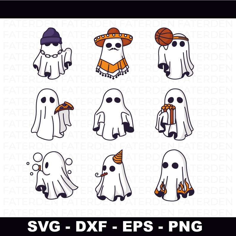 Halloween Ghost Collection Download SVG-PNG-DXF- Eps, Cut File for ...